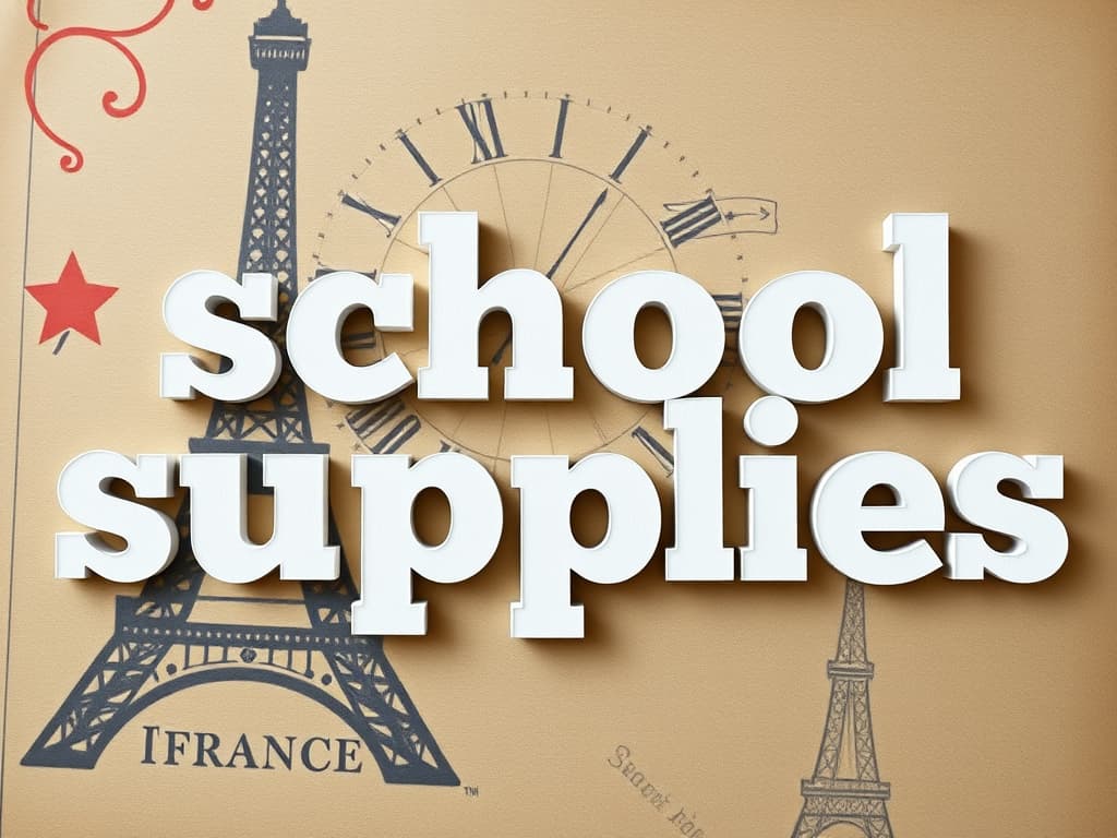 School supplies in French