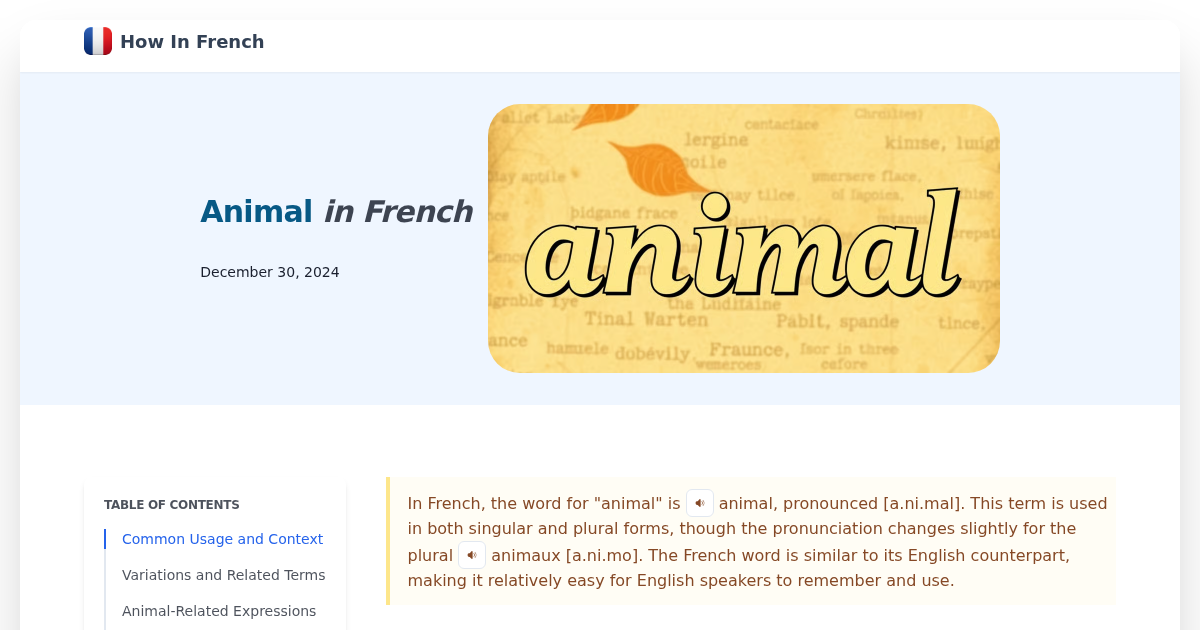 Animal in French