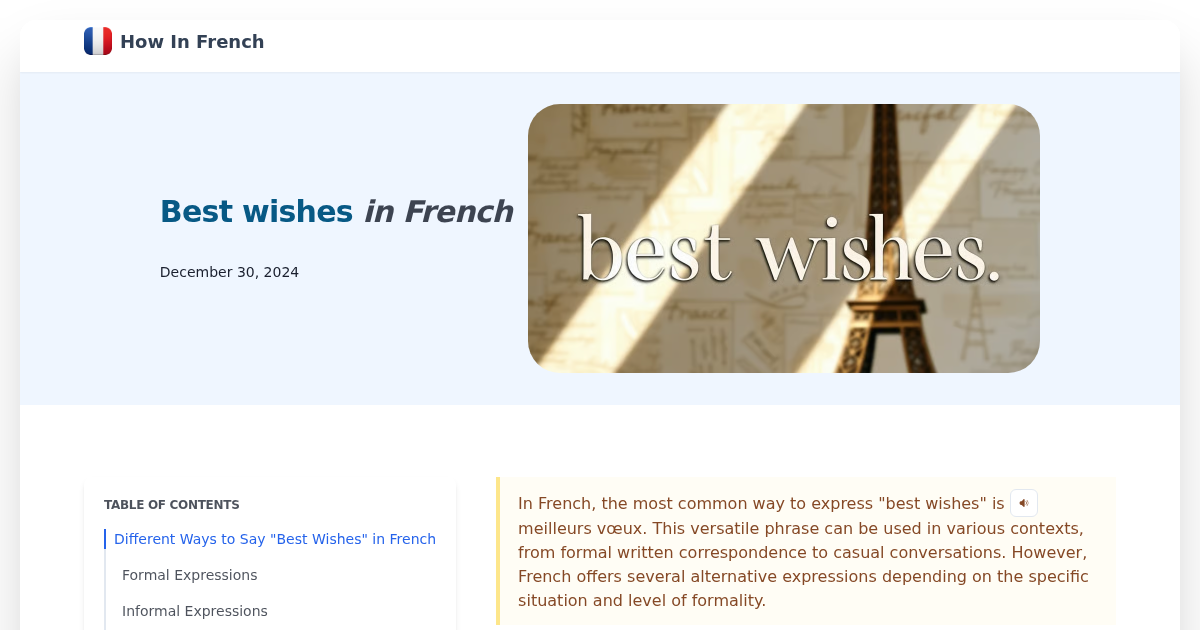 Best wishes in French