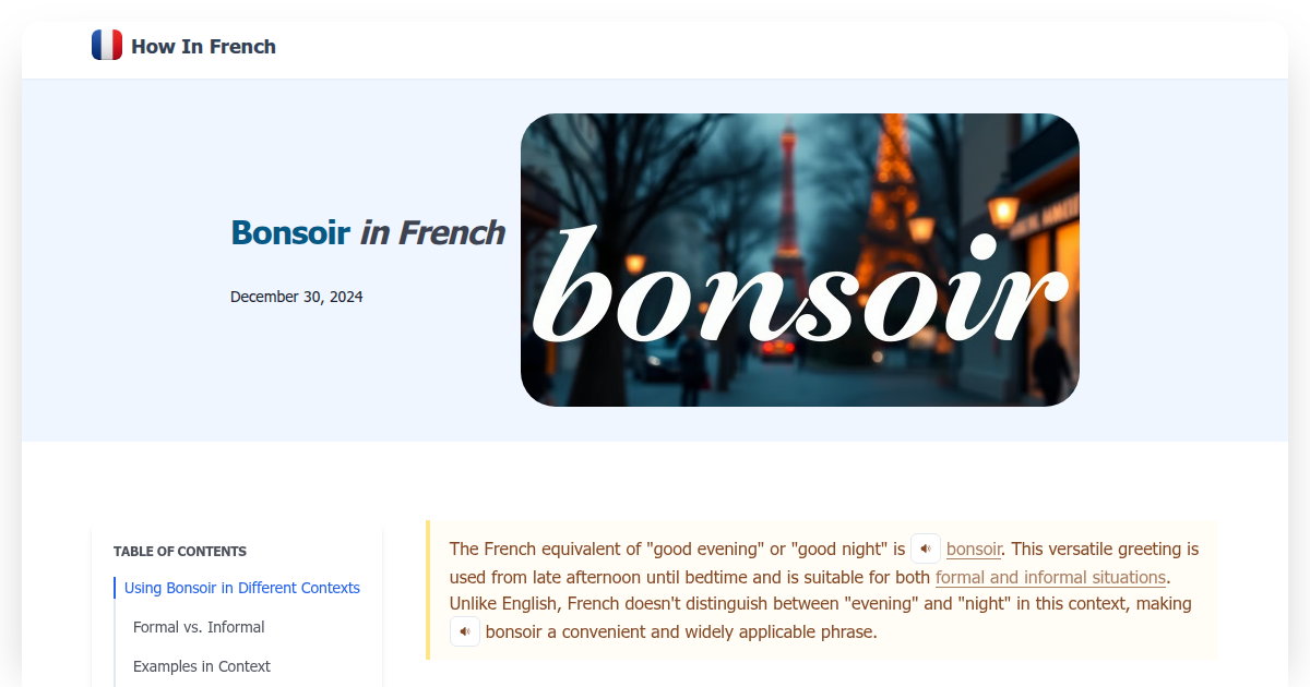 Bonsoir in French