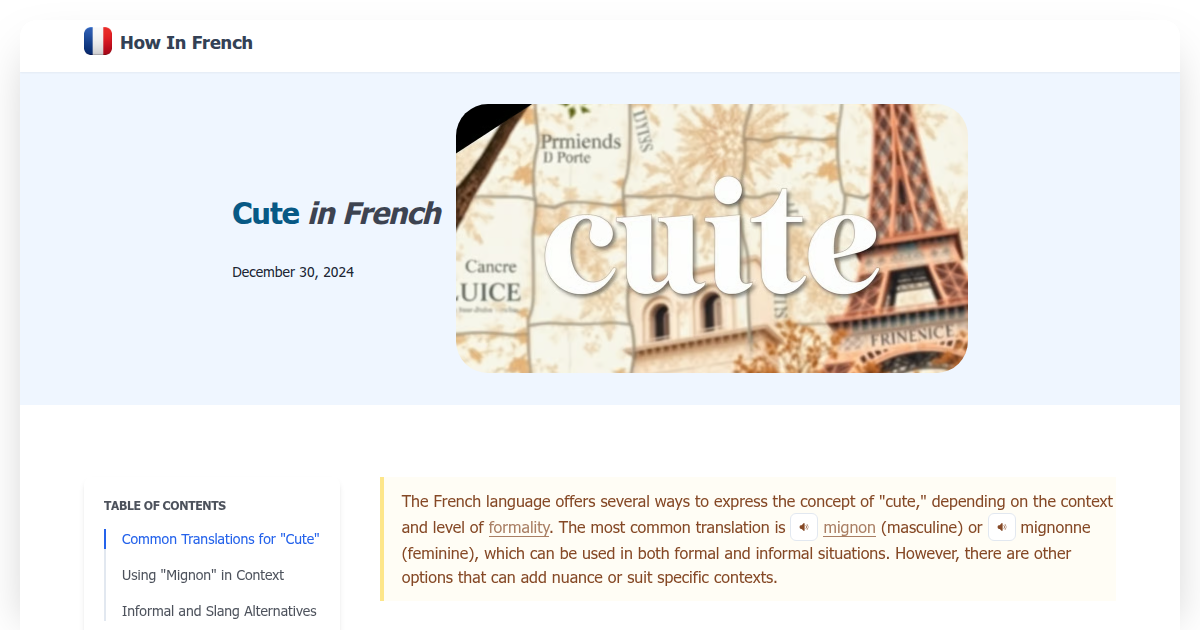 Cute in French