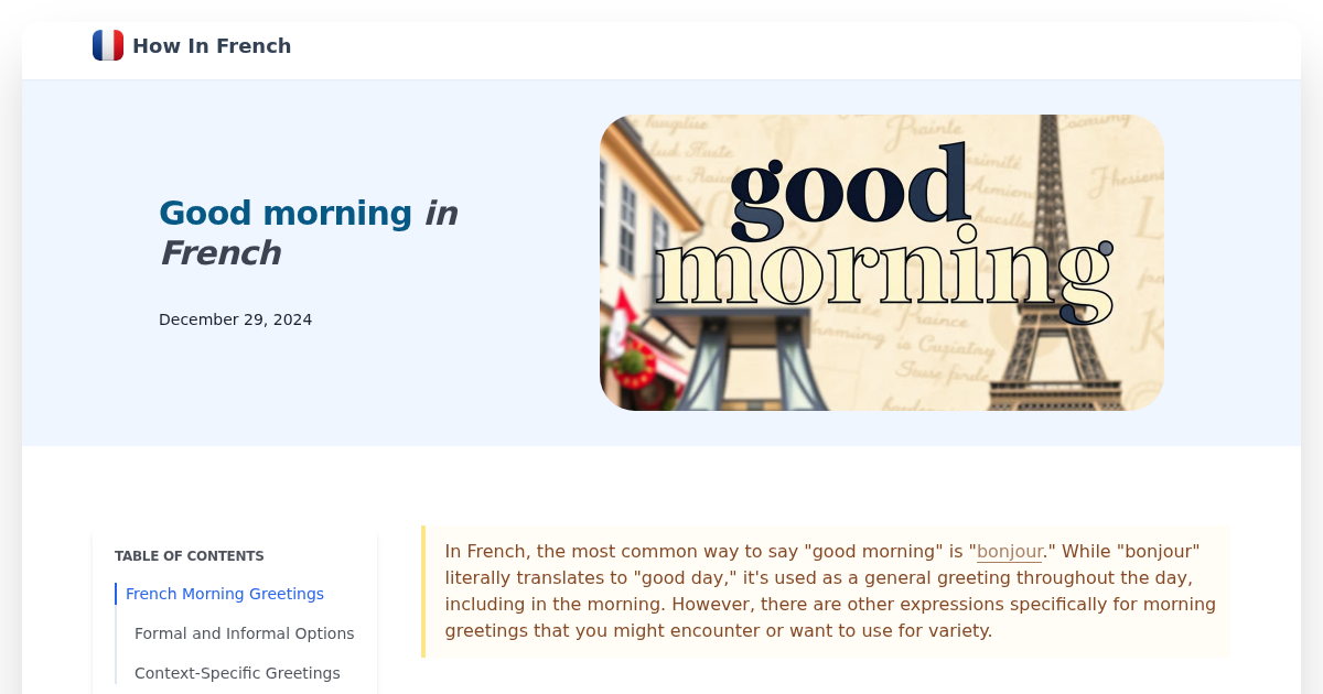 Good morning in French