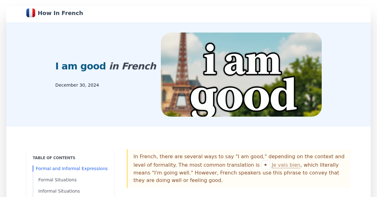 I am good in French