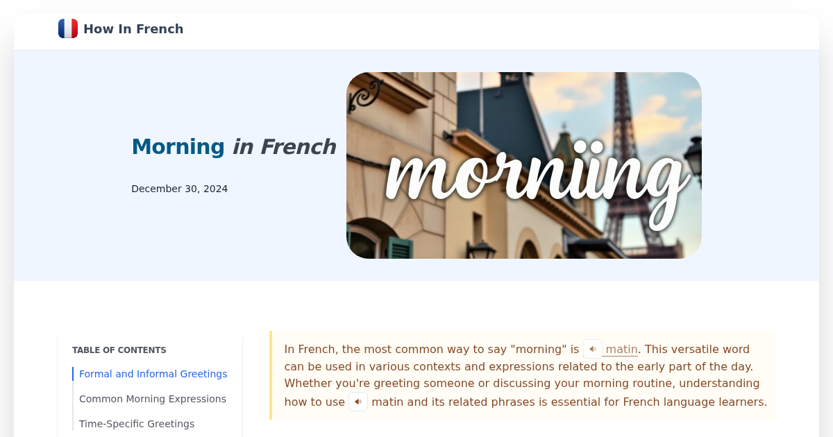 Morning in French