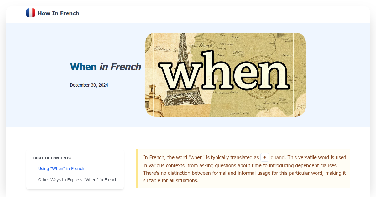 When in French