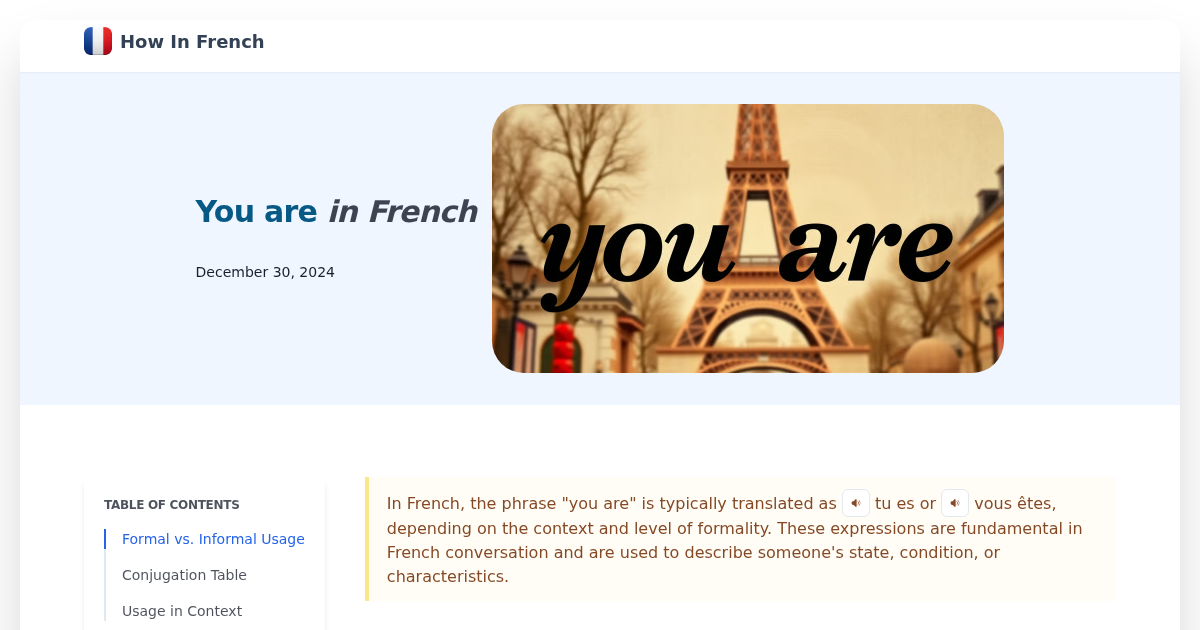 You are in French